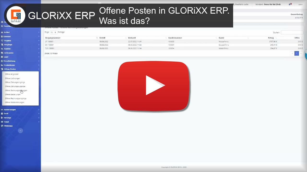 Offene Posten - GLORiXX Software