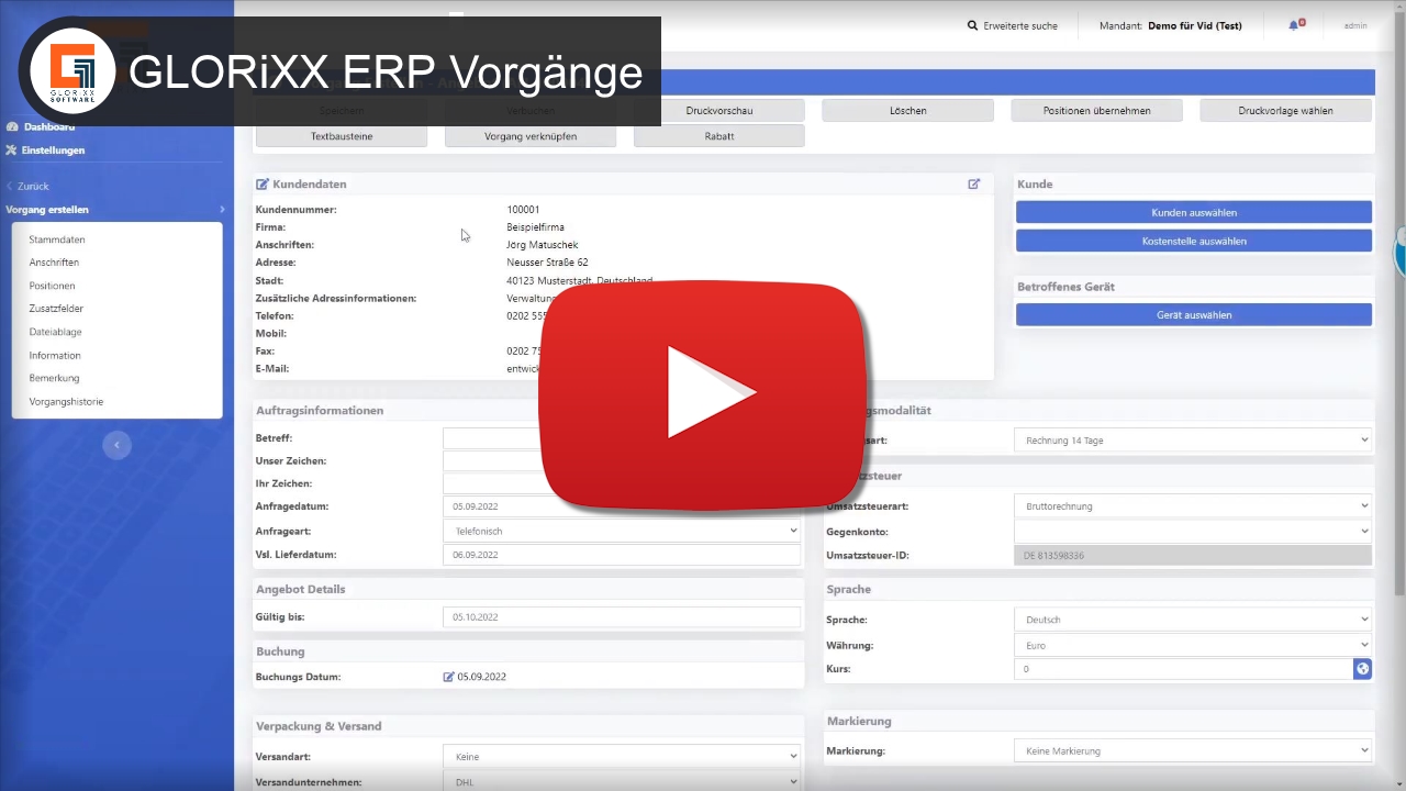 Vorgänge – GLORiXX Software